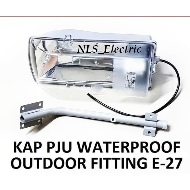 Jual Kap Lampu Jalan PJU waterproof LED outdoor fitting E27 + TIANG KABEL | Shopee Indonesia