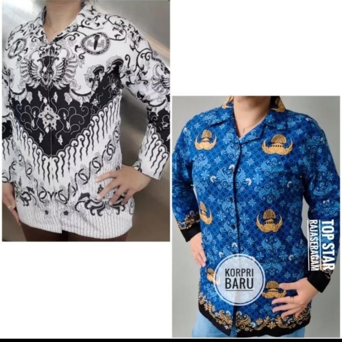 Jual BAJU SERAGAM WANITA BATIK KORPRI TERBARU PGRI KOPRI DINAS PNS PANJANG | Shopee Indonesia