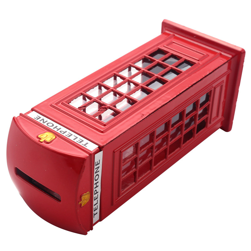 Jual Metal Red British English London Telephone Booth Bank Coin Bank ...