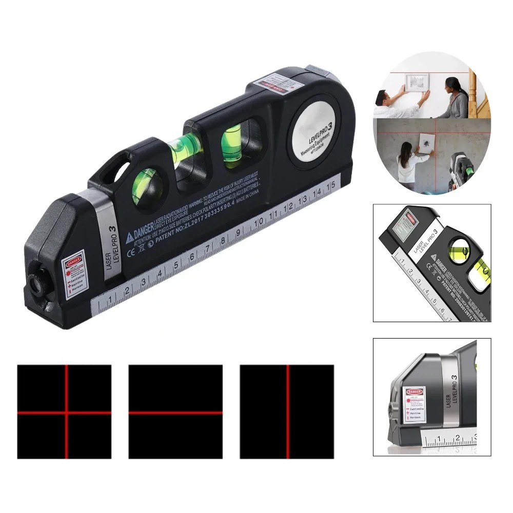Jual Laser Level Tool Multipurpose Cross Line Laser Kit With 8 Feet ...