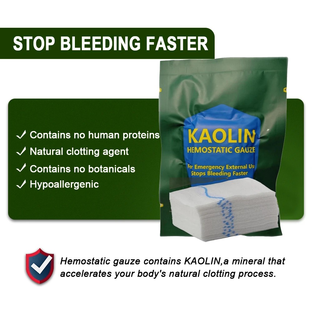 Jual Tactical Hemostatic Kaolin Gauze Combat Emergency Trauma Z-Fold ...