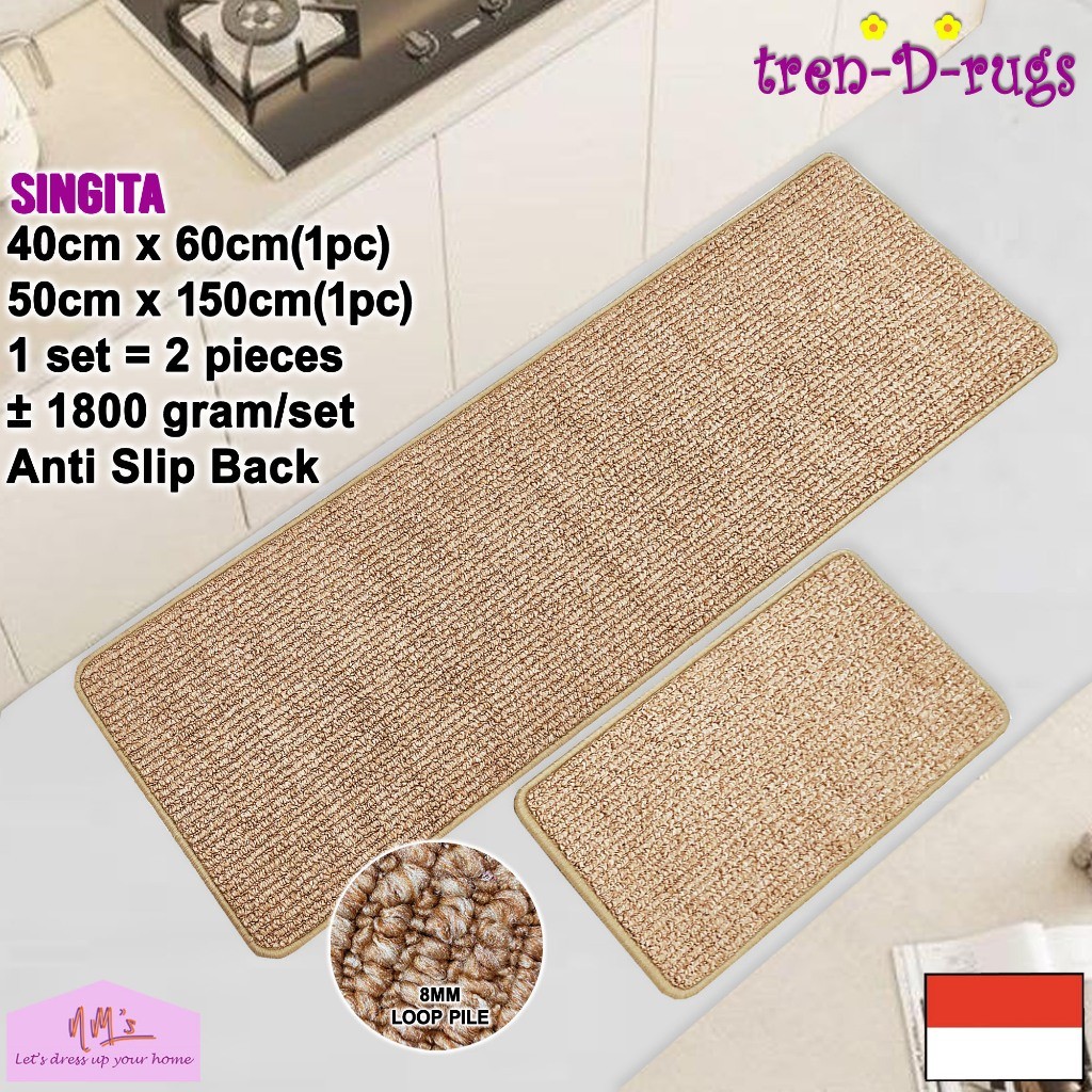Jual Tren-D-rugs Keset kaki polos salur stripe line garis dapur panjang ...