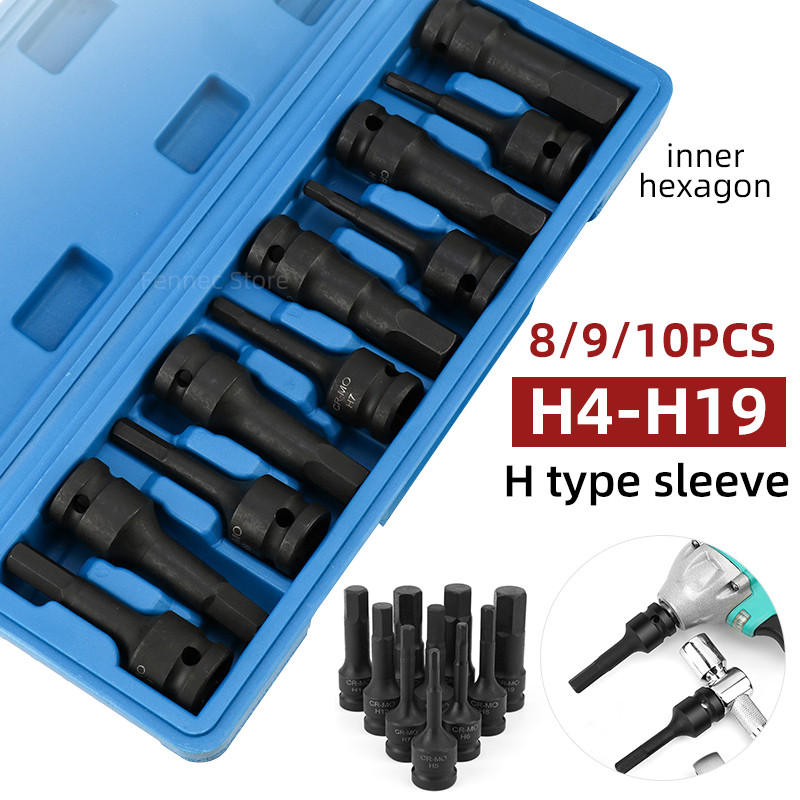 Jual ARCDEER Impact Hex Driver Bit Set 1/2" Drive Allen Bit Socket Set ...