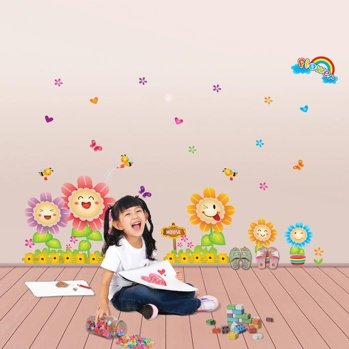 Jual Stiker Dinding / Kaca / Wall Sticker (Senyum 6 Bunga Matahari ...