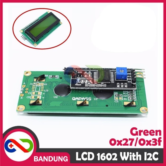 Jual LCD 1602 16X2 CHARACTER GREEN HIJAU BACKLIGHT+ I2C SERIAL ...