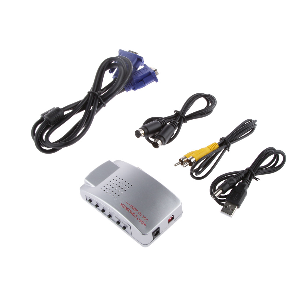 Jual Computer Vga To Tv Av Composite Converter Adapter S-Video Box Pc ...