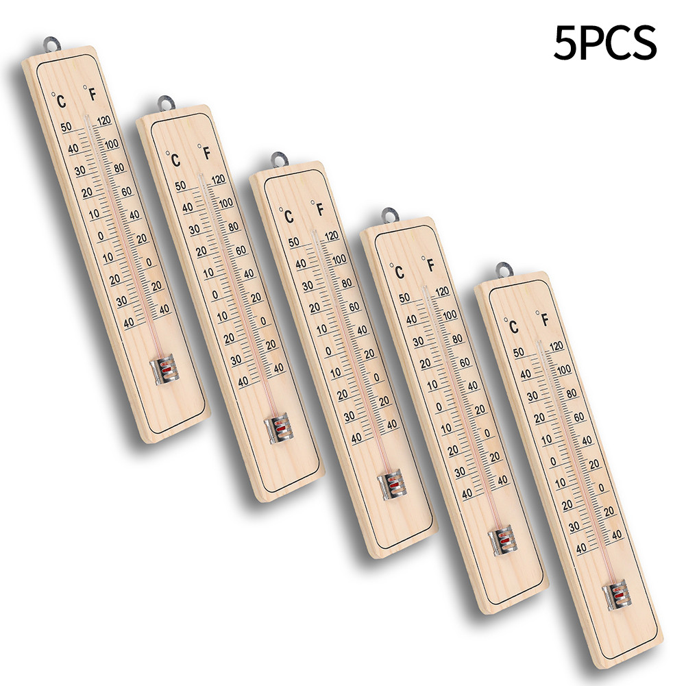 Jual 5 Buah Termometer Luar Ruangan Dalam Ruangan Skala Kayu Termometer ...