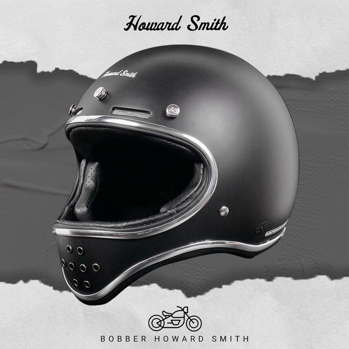 Jual PREMIUM Howard Smith Bobber Retro Helm Full Face - Black Doff ...