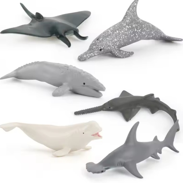 Jual KORI 6Pcs Assorted Sea Animals Whale Stingray Beluga Dolphin ...