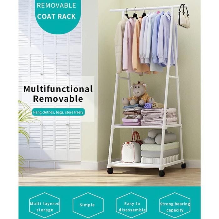 Jual COD LACOOK Rak Baju Model Segitiga / Rak Triangle Dengan Roda ...