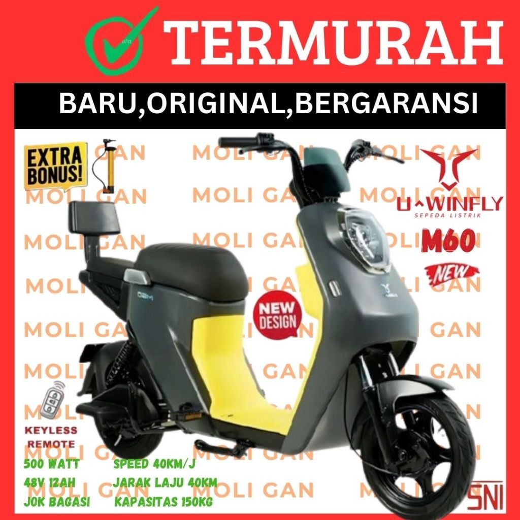 Jual Sepeda Listrik UWinfly M60 Garansi Resmi 2024 Terbaru DW | Shopee ...