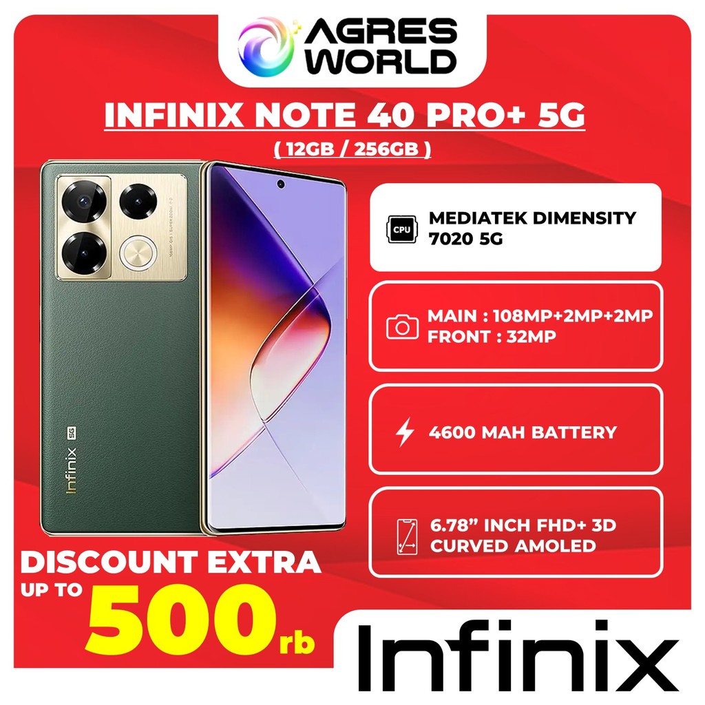 Jual INFINIX NOTE 40 PRO+ 5G ( 12GB/256GB ) GARANSI RESMI | UP TO 24GB ...