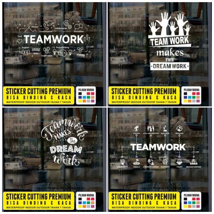 Jual Wall Stiker Dinding Kaca Sticker Cutting Team Work Kantor Motivasi ...