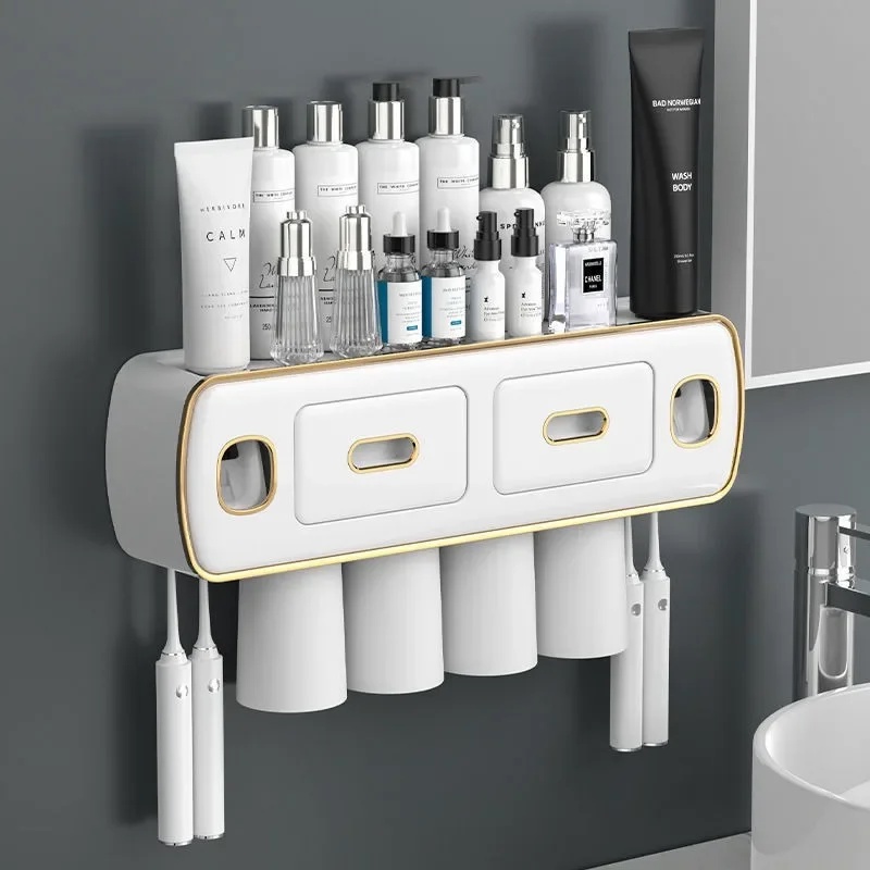 Jual DOSD No Punch Toothbrush Holder Bathroom Multi-Functional Gargle ...