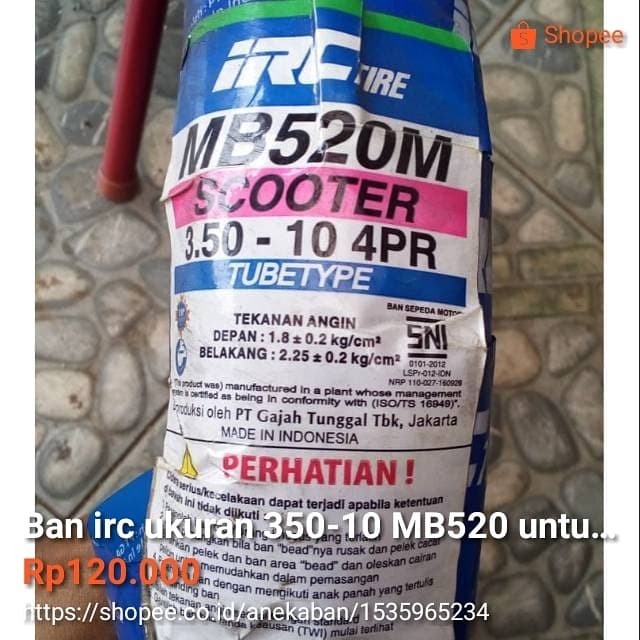 Jual Ban Irc Ukuran 350-10 Mb520 Untuk Vespa Klasik (Px, Sprint) | Shopee Indonesia