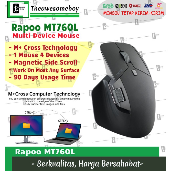 Jual Rapoo MT750 Bluetooth Wireless Mouse Multi Device Logitech MX ...