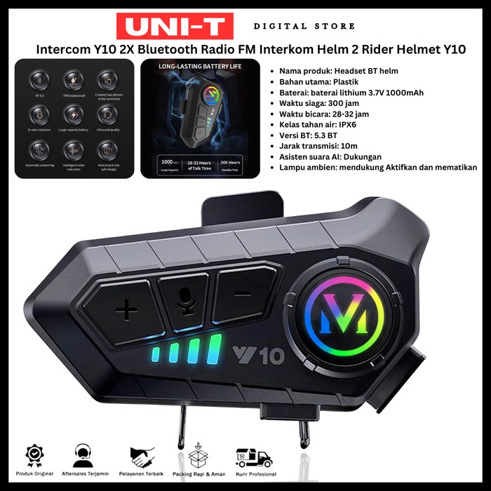 Jual Intercom Y10 2X Bluetooth Radio Fm Interkom Helm 2 Rider Helmet ...