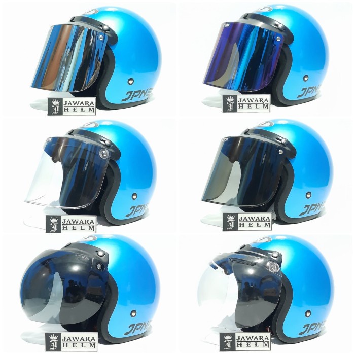 Jual Helm Bogo Jpn Arc Retro Ice Blue Kaca Datar Flat Cembung | Shopee ...