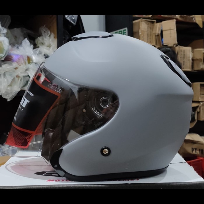 Jual Helm Prist Stone Grey Doff Dop Half Face Model Kyt Kyoto Dan Dyr ...