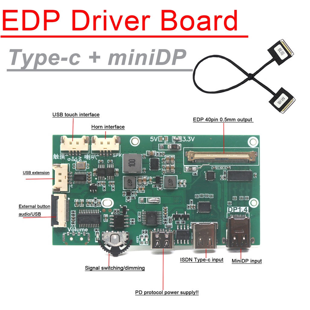 Jual MDA 30PIN 40PIN USB Type-c DP To EDP Driver Board 2K 4K LCD ...