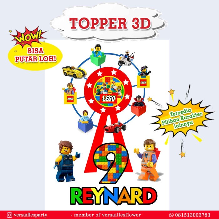 Jual BISA E-KATALOG! Topper 3D Bianglala Lego / Cake Topper 3D/ HIasan ...