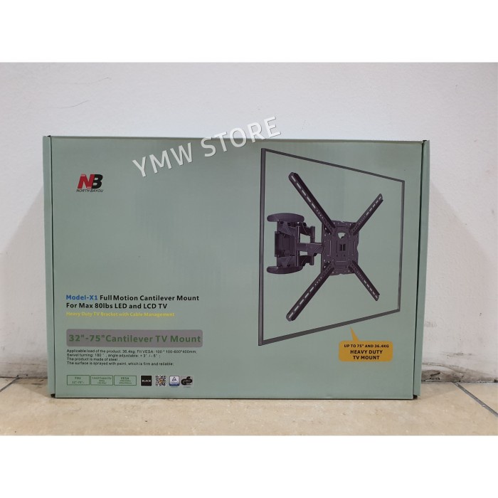Jual terbaru !!! north bayou nb x1 / x 1 bracket tv swivel 32 inch - 75 ...