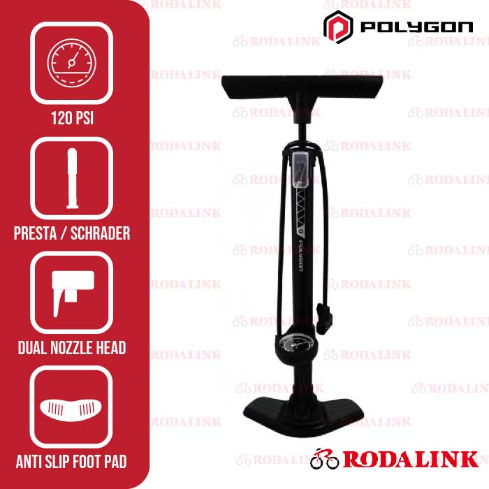 Jual Polygon Pompa Ban Sepeda Floor Pump Steel STX 160 psi | Shopee ...