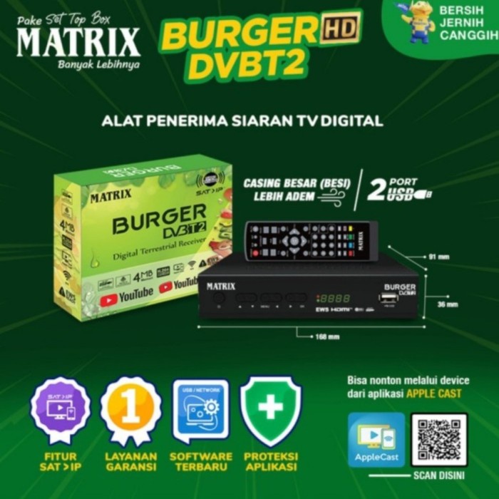 Jual Set Top Box Tv Digital Matrix Burger Hijau Receiver TV DVB T2-Original | Shopee Indonesia