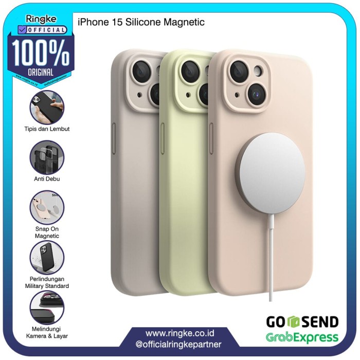 Jual Casing Ringke iPhone 15 Silicone Magnet Magsafe Softcase Tipis ...