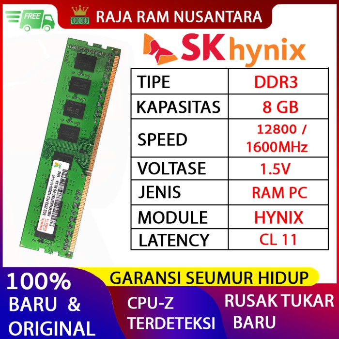 Jual RAM HYNIX DDR3 8GB 1600 MHz PC12800 RAM PC LONGDIMM ORIGINAL DDR3 8GB | Shopee Indonesia