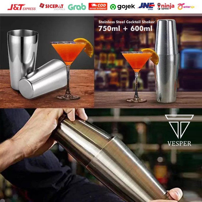 Jual boston shaker stainless set 600ml dan 750ml / gelas pengocok ...