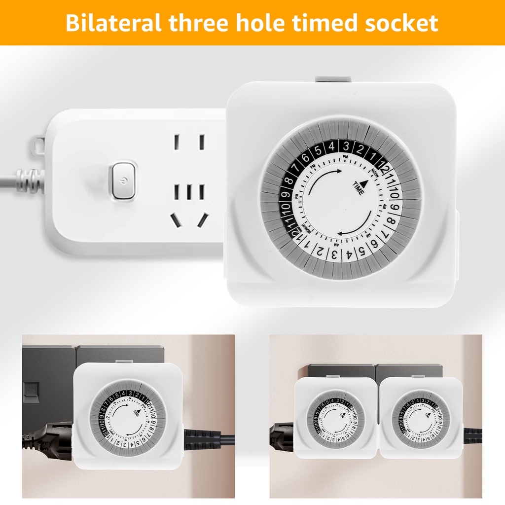 Jual 1/2Pcs Socket Timer US 3 Prong Timer Outlet Plug Energy Saving ...