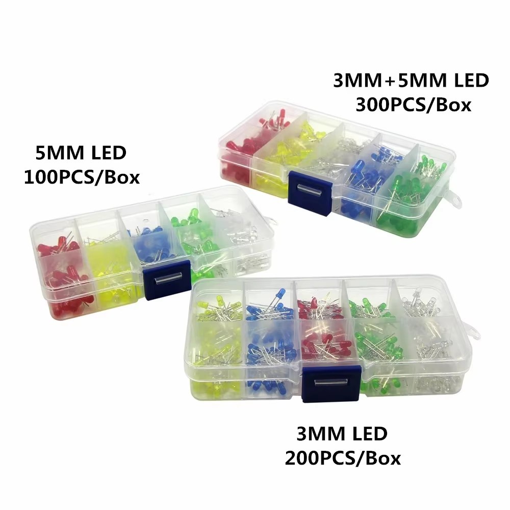 Jual Light Emitting Diodes 5 Colors Electronic Components 3mm LED / 5mm ...