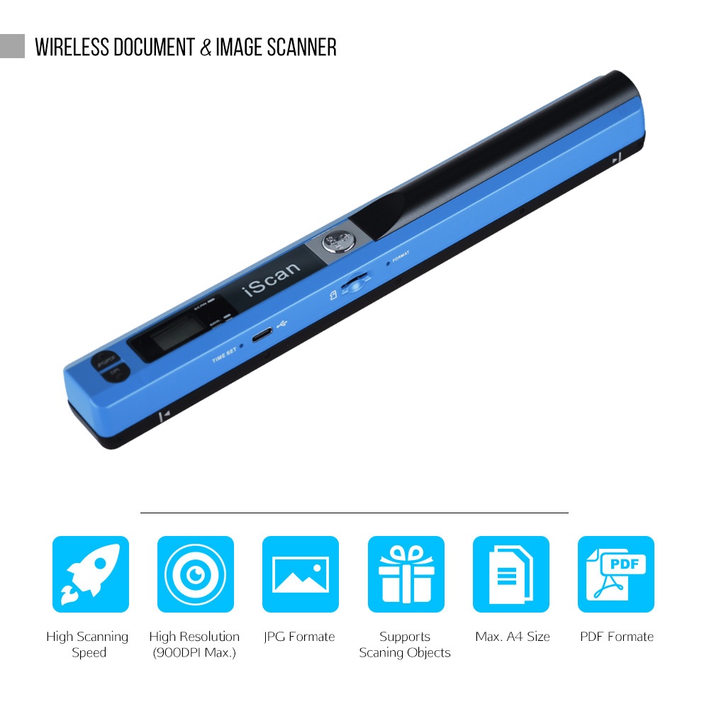 Jual Portable Handheld Wand Wireless Scanner A4 Size 900DPI JPG/PDF ...