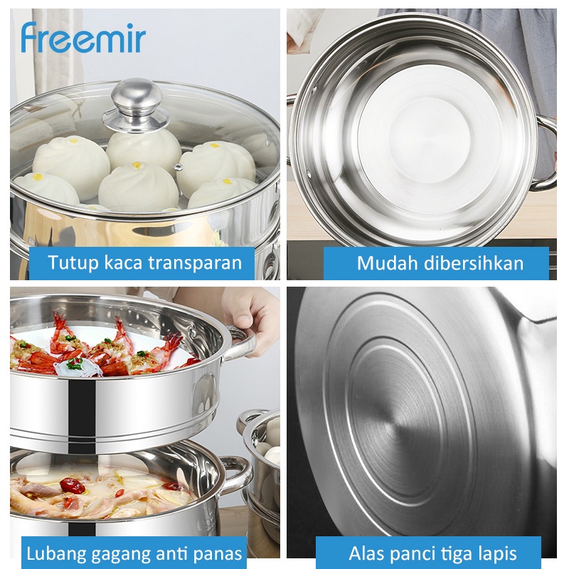 Jual HJE freemir Panci Kukus Panci Rebus Panci Steamer 1/2/3 Tingkat ...