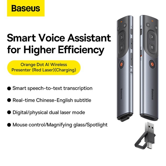 Jual BASEUS Spotlight Wireless Presenter Laser Pointer AI Mouse Remote ...