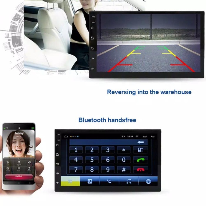 Jual HJK tape mobil head unit dounle din android free kamera parkir ...