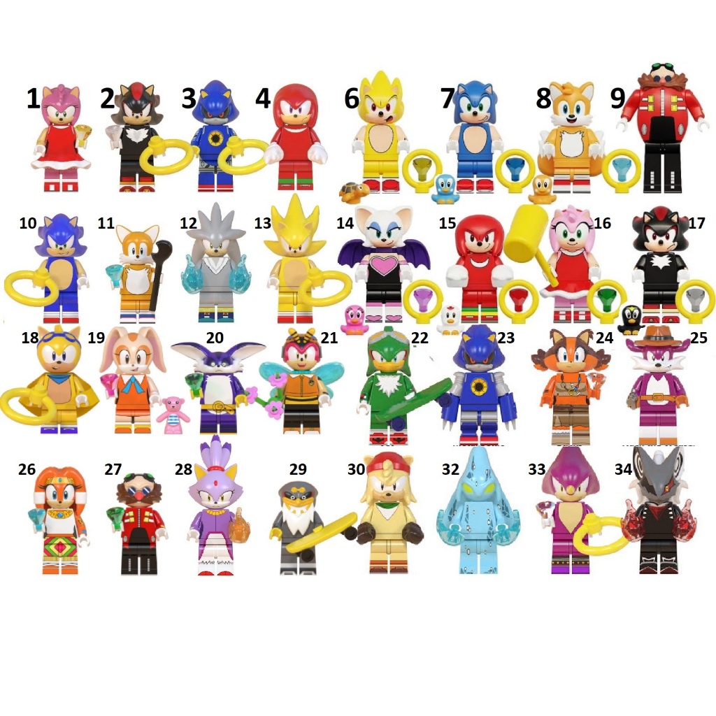 Jual Sega Super Sonic Shadow Knuckles Amy Jet Sticks Nack Bark Chaos ...