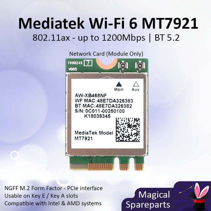 Jual Mediatek Wi-Fi 6 Mt7921 Ngff M.2 Wireless Network Card Wifi Bt ...