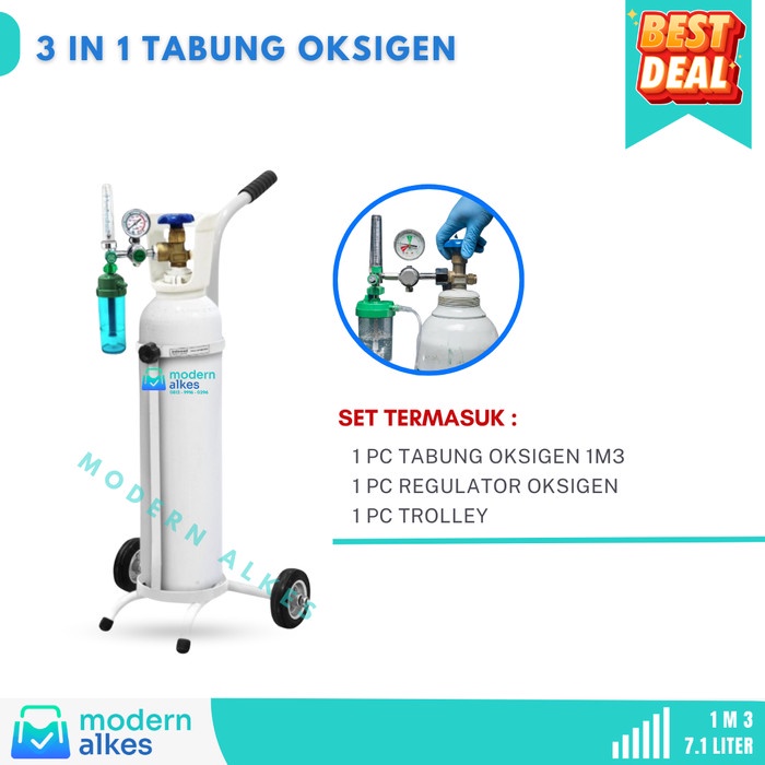 Jual Tabung Oksigen 1m3 Komplit - Tabung Oxygen Lengkap Satu Set Siap ...