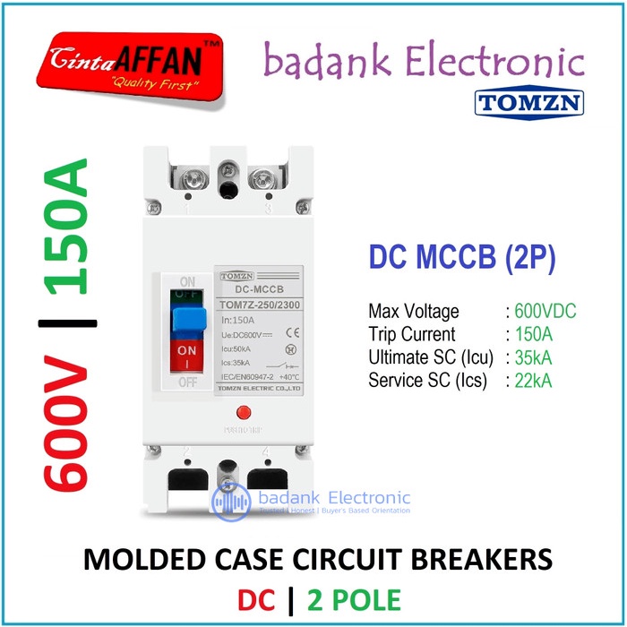 Jual MCCB DC 2P 150A 600V Molded Case Circuit Breaker Panel Surya PLTS ...
