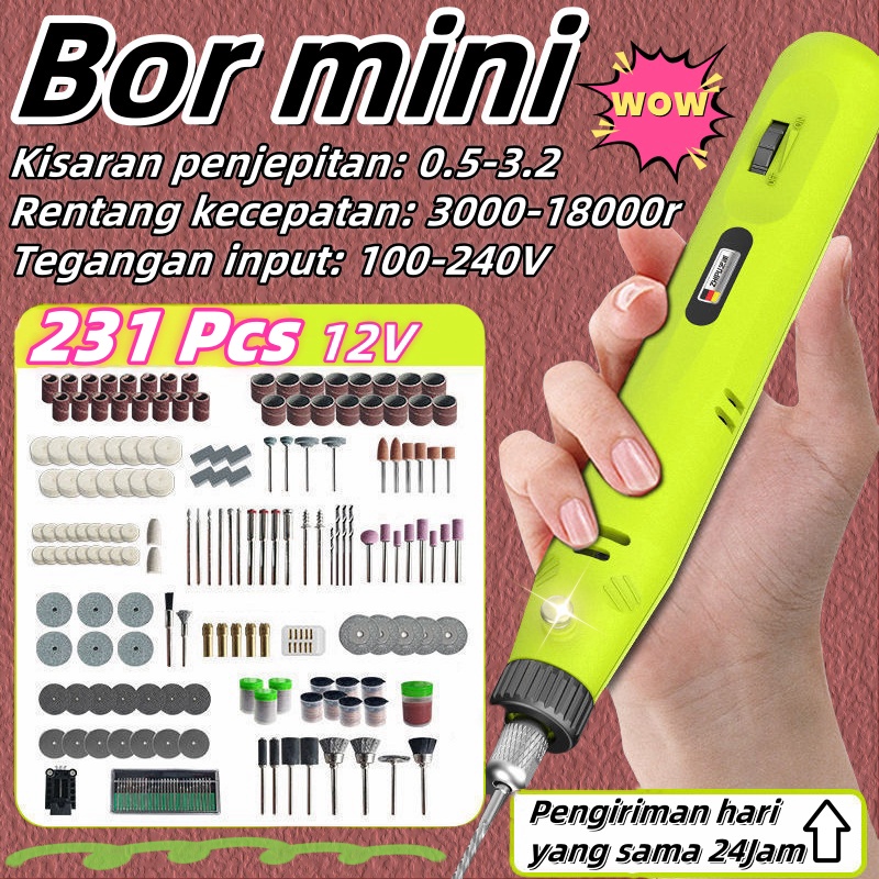 Jual 231Pcs Kit Alat Putar Mini Dengan 12V 25000Rpm Pena Ukir Listrik ...