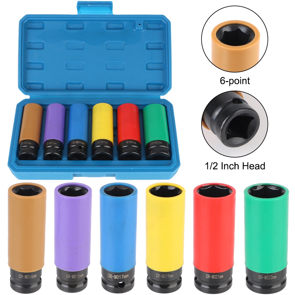 Jual Wheel Protector Impact Socket Set 1/2 Inch Drive Lug Nut Socket 6 ...