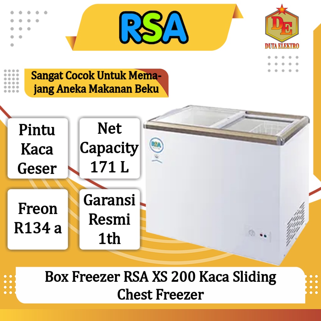 Jual Box Freezer RSA XS 200 Kaca Sliding Chest Freezer | Shopee Indonesia