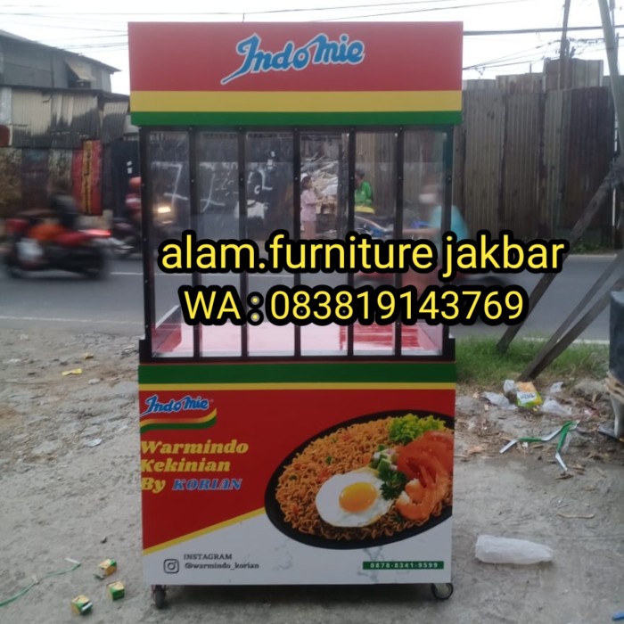 Jual gerobak indomie kekinian/gerobak rombong/ gerobak kayu jati ...