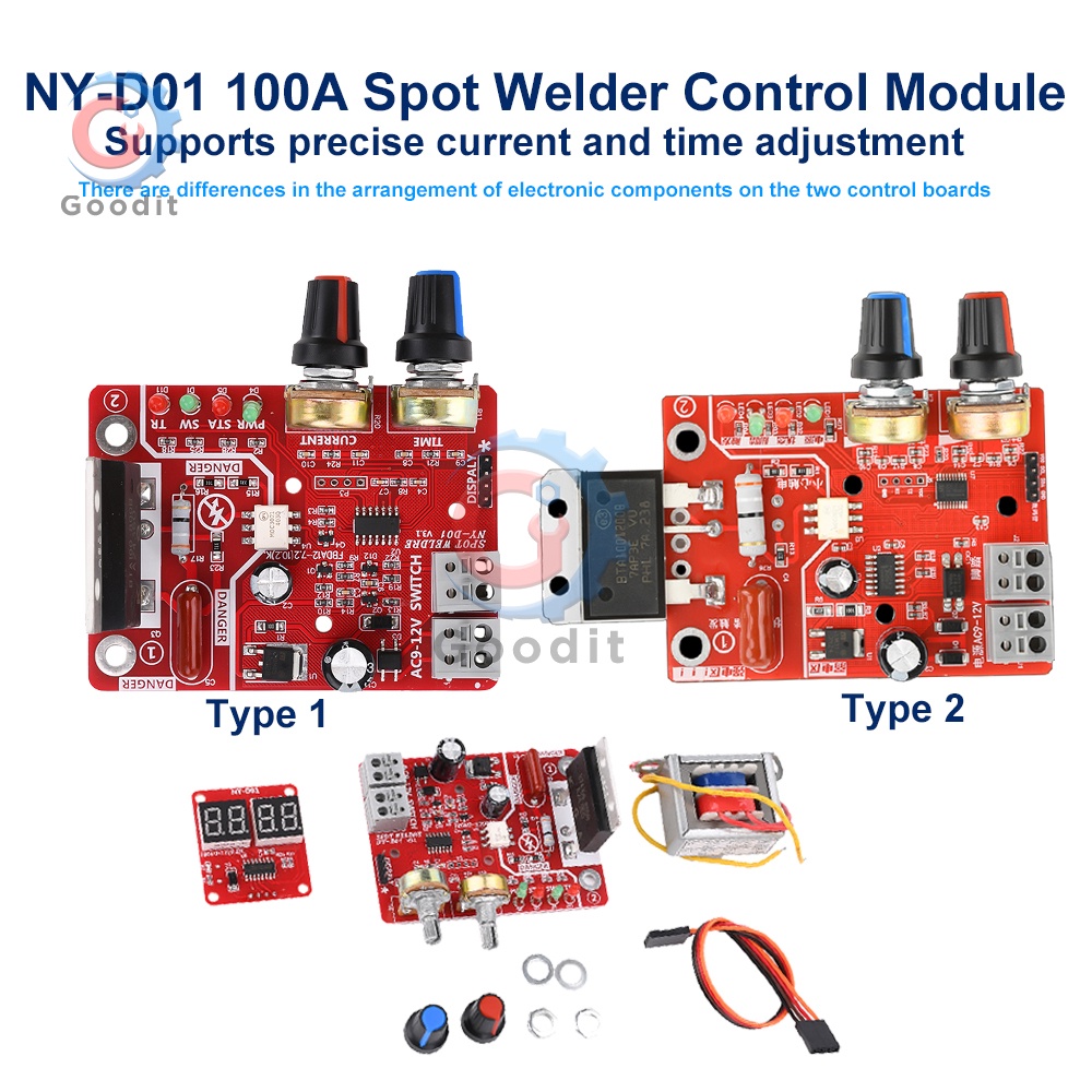 Jual NY-D01 100A Spot Welder Control Module 110V/220V Transformer Digital Spot Welding Machine ...