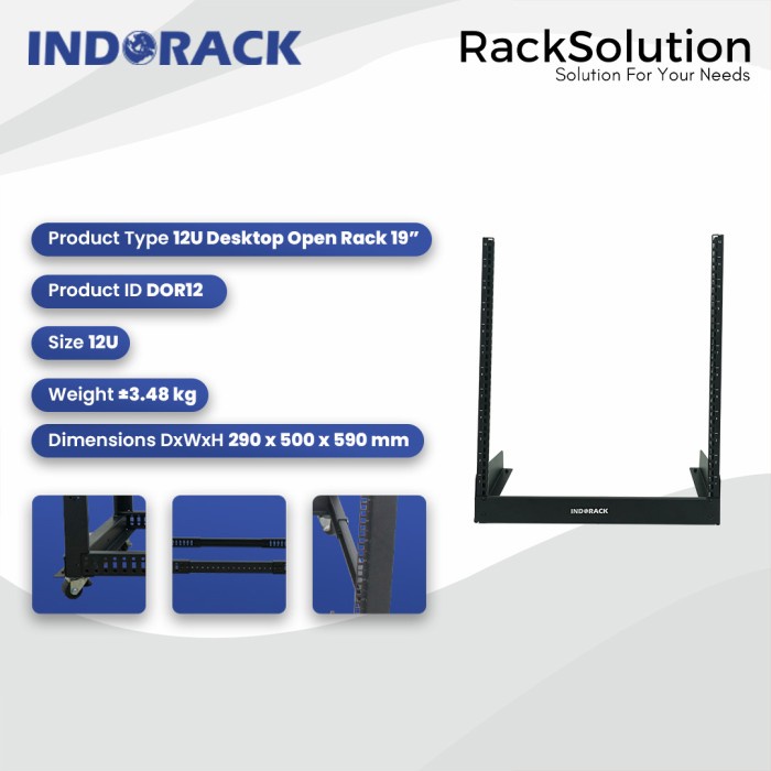 Jual Technology - DOR12 Indorack Desktop Open Rack 12U Depth 290mm Rak ...