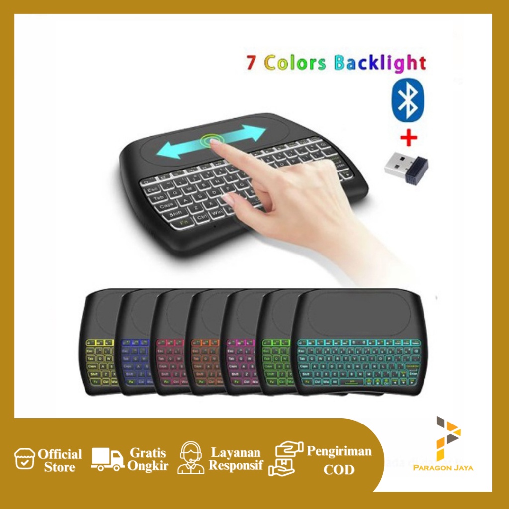 Jual Mini Keyboard Wireless Backlight Touchpad Qwerty D8 Mini 2.4Ghz ...