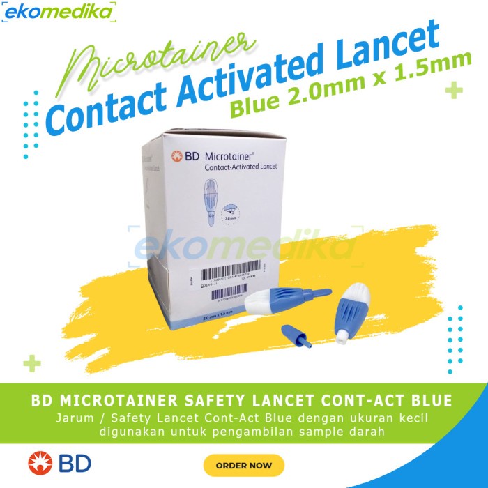 Jual BD 366594 Lancet Contact Blue 1.5mm x 2.0mm isi 200 | Shopee Indonesia