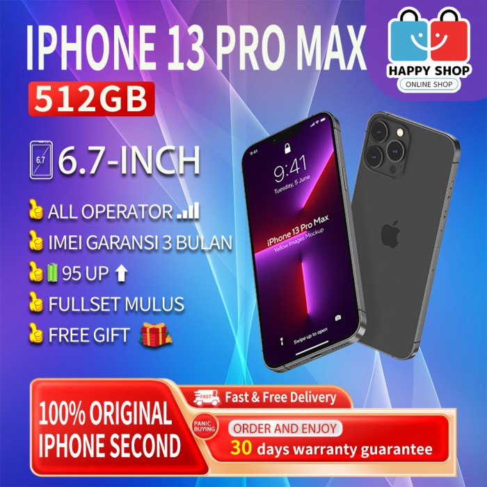 Jual iPhone 13 Pro Max 512GB Bekas Second Original100% Fullset All Sim Mulus Normal Hp 3utools ...